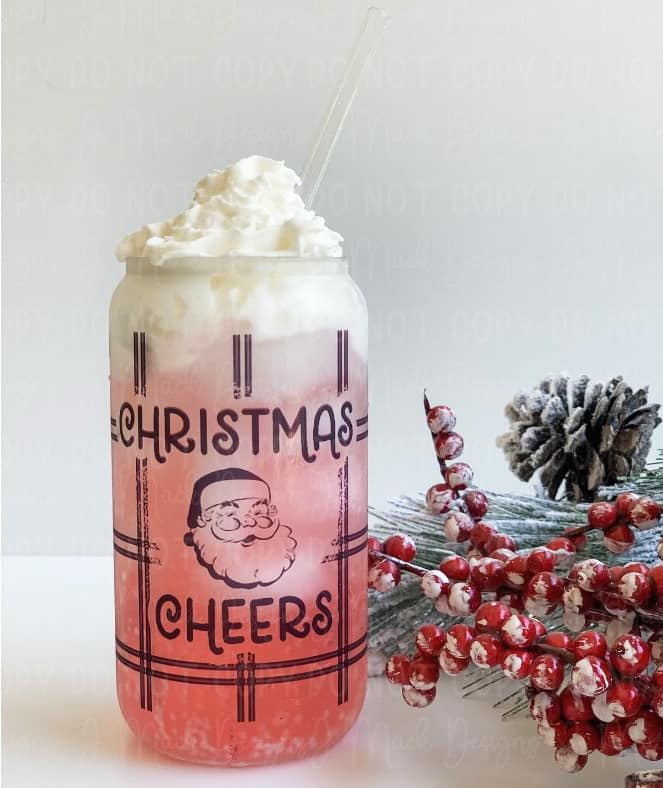 Christmas Cheers 16oz Glass Can Cup with Bamboo Lid – J. Mack Designs