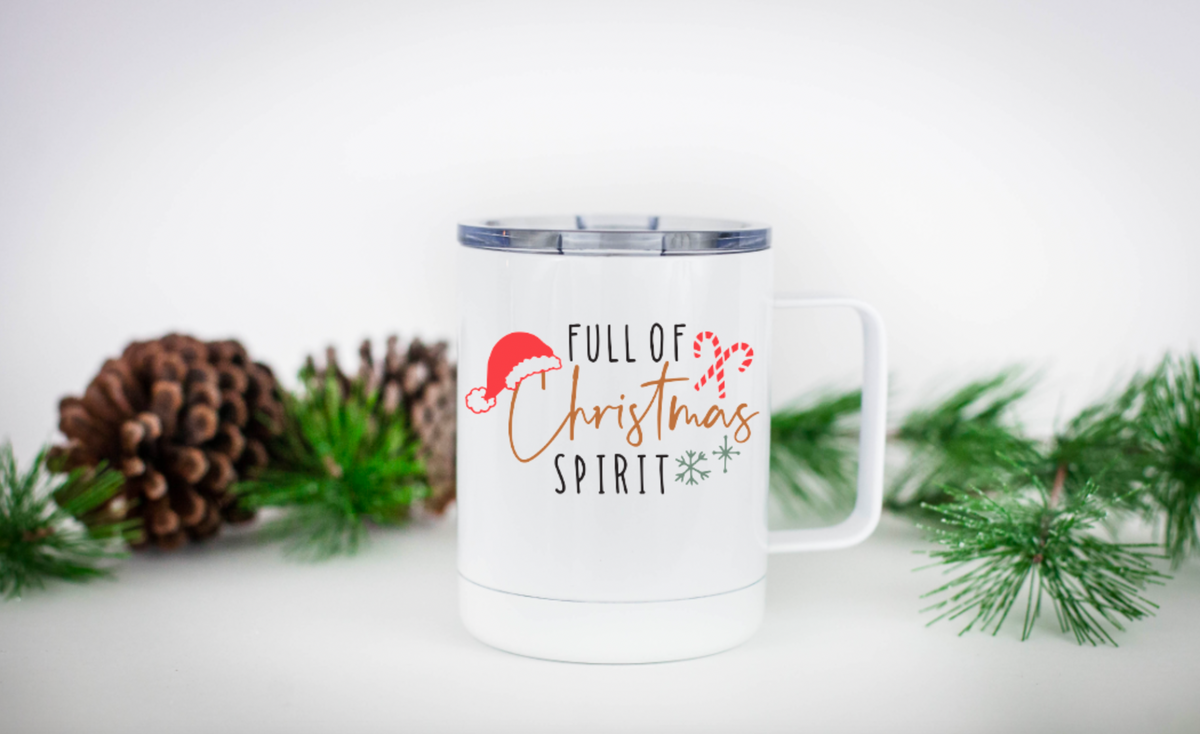 Full of Christmas Spirit 12oz Travel Mug – J. Mack Designs