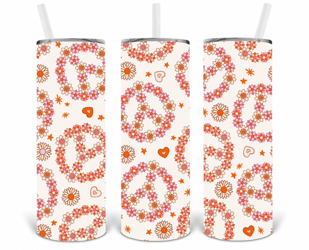 Floral Peace Sign 20oz Insulated Tall Tumbler with Straw – J. Mack Designs
